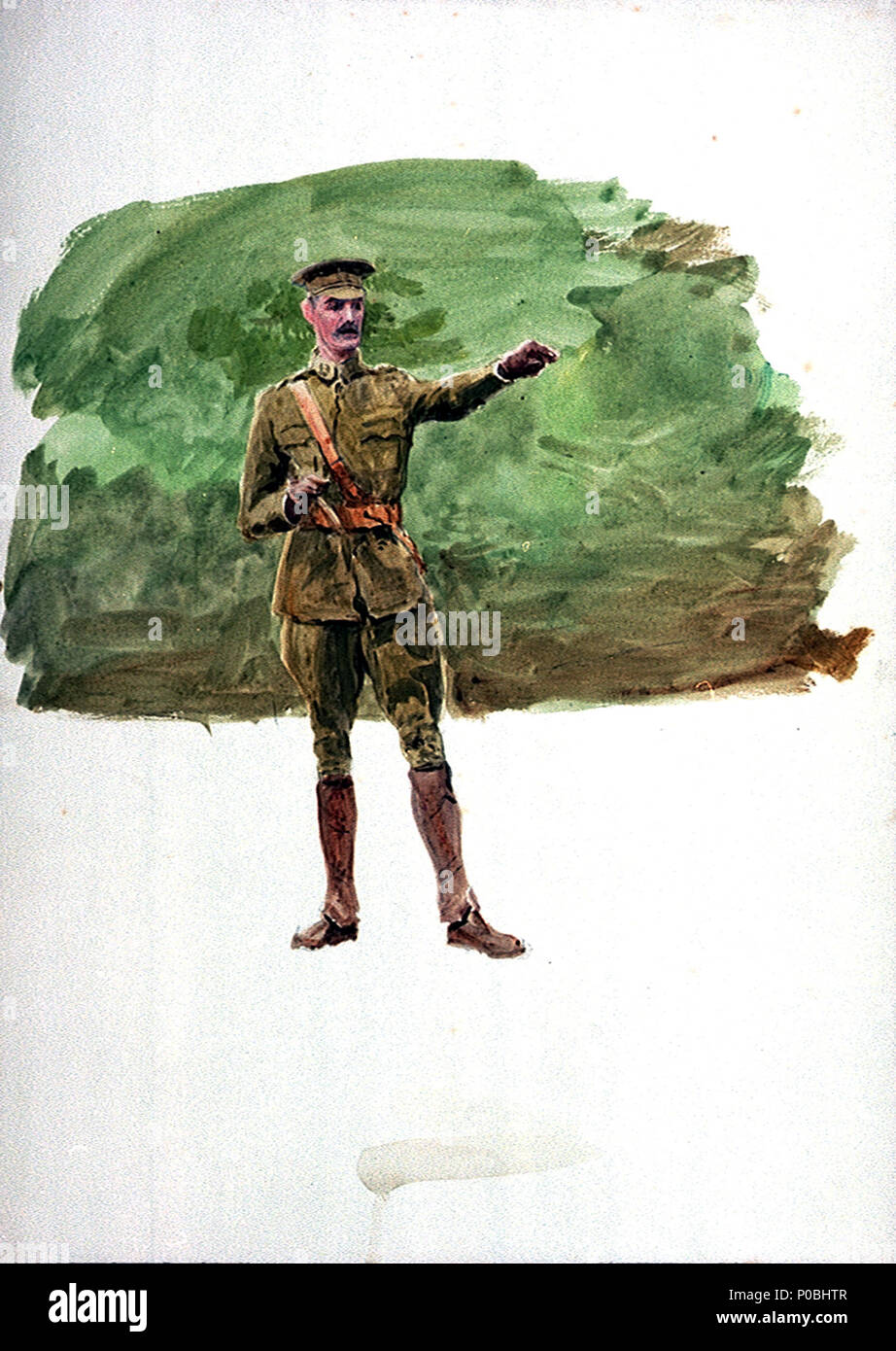 . English: An army officer with outstretched arm, 1914-18 original art ...