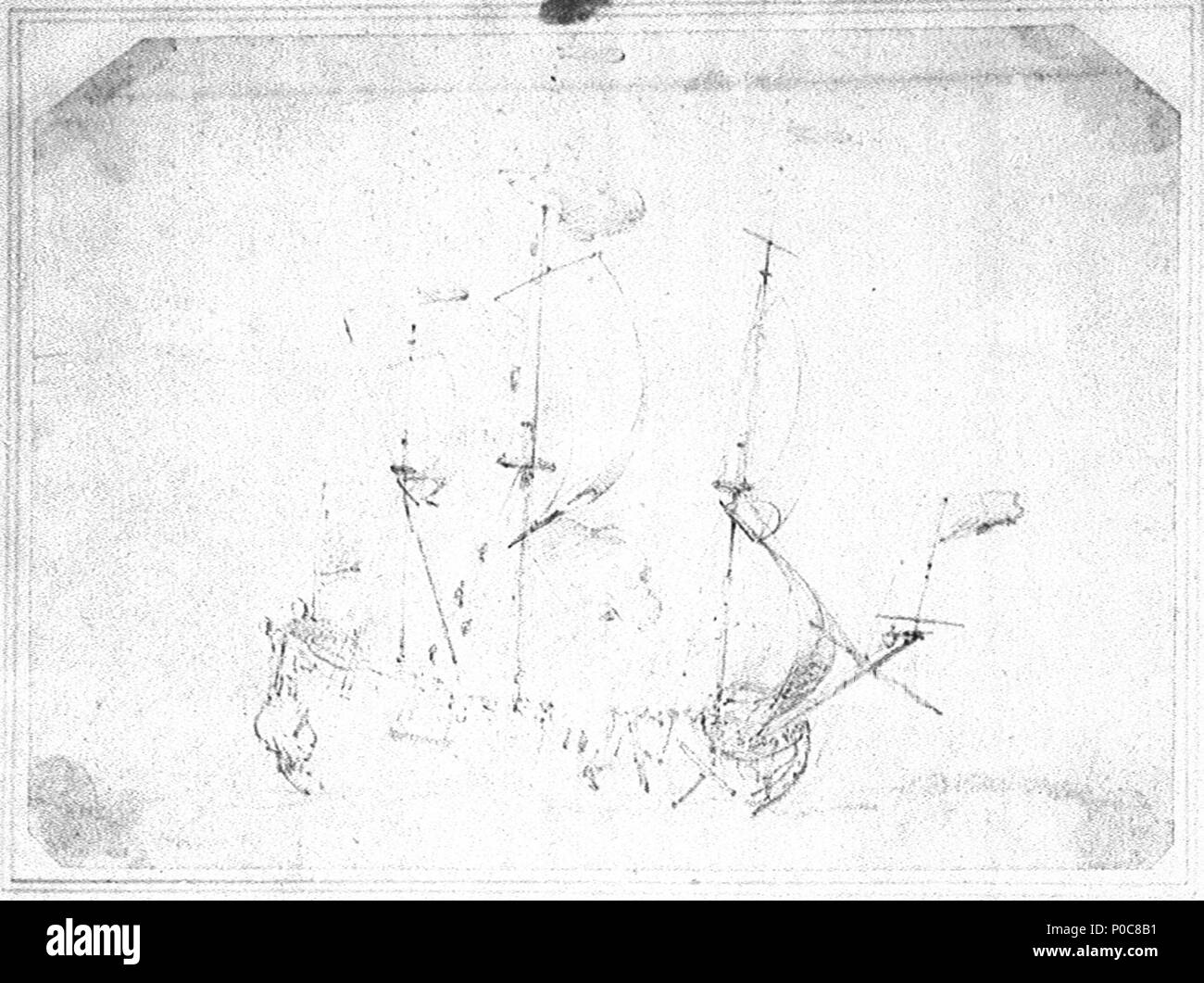. English: An English ship before a strong breeze A near but slight ...