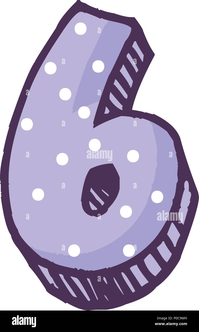 colorful number six icon over white background, vector illustration ...