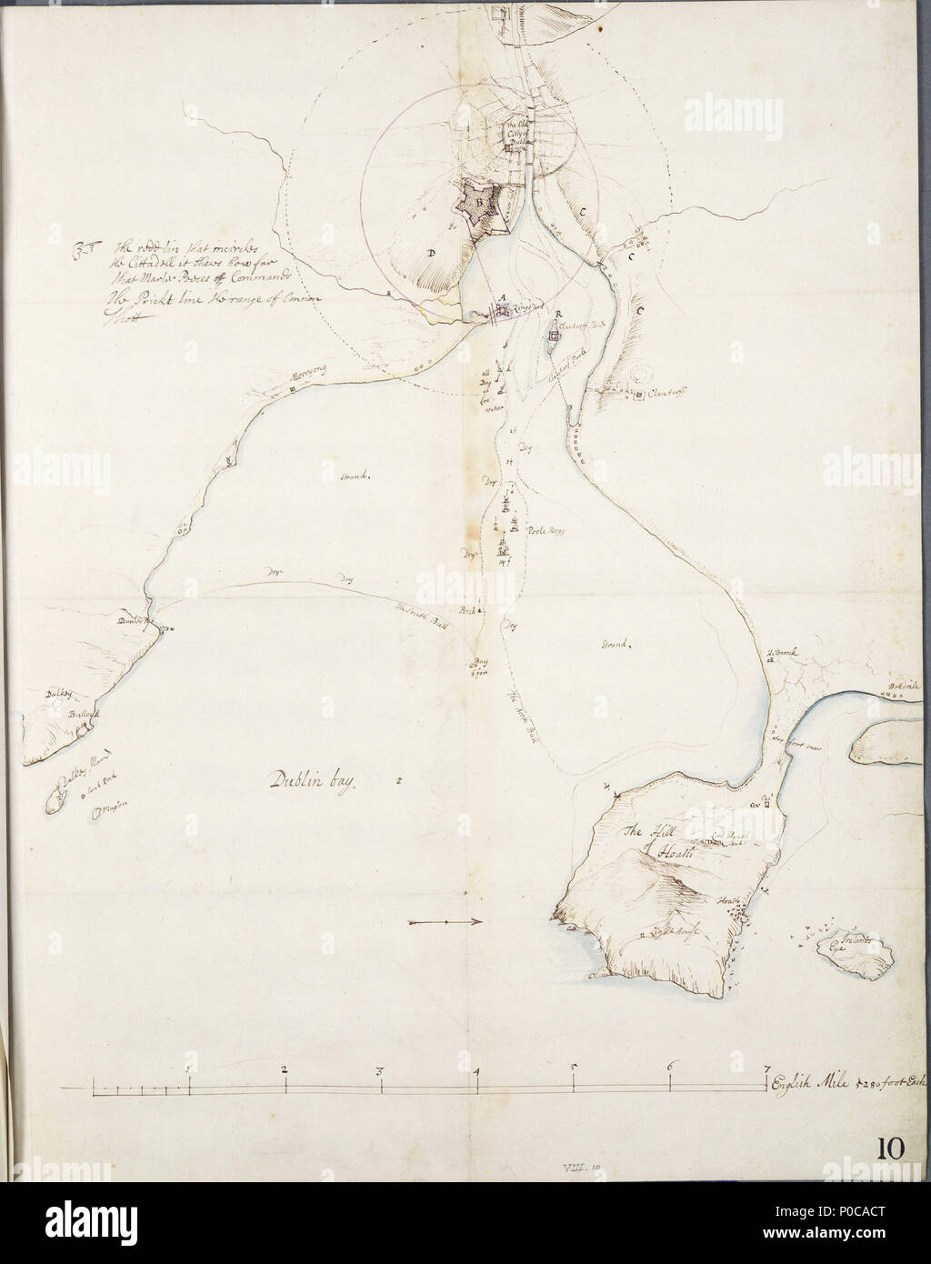 . English: A ruff draght of Dublin Bay by Thos PhillipsBound sheet. Col ...