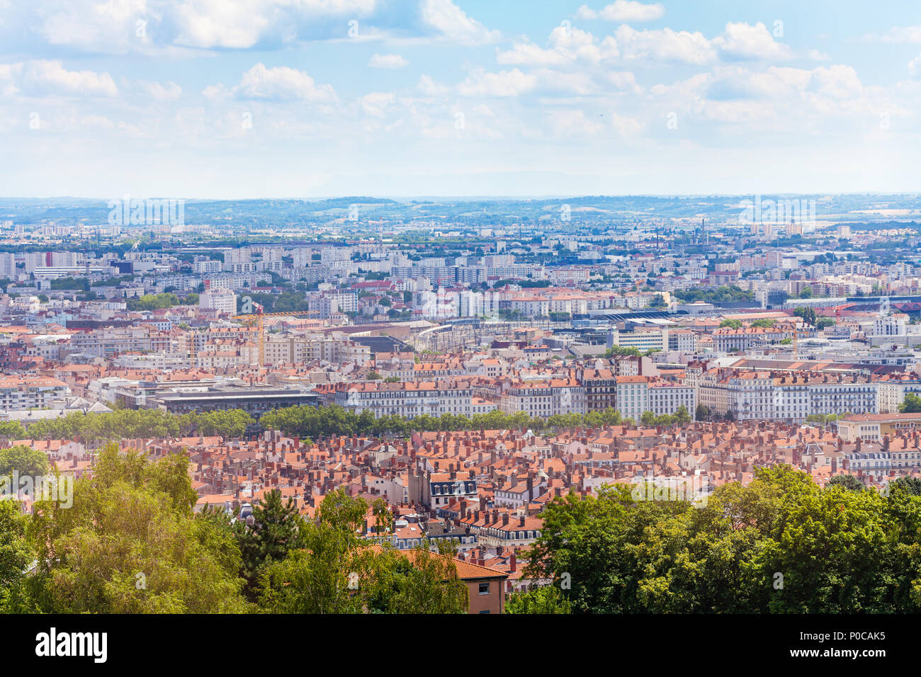 Beautiful cityscape of Lyon during daylight, aerial view Stock Photo ...