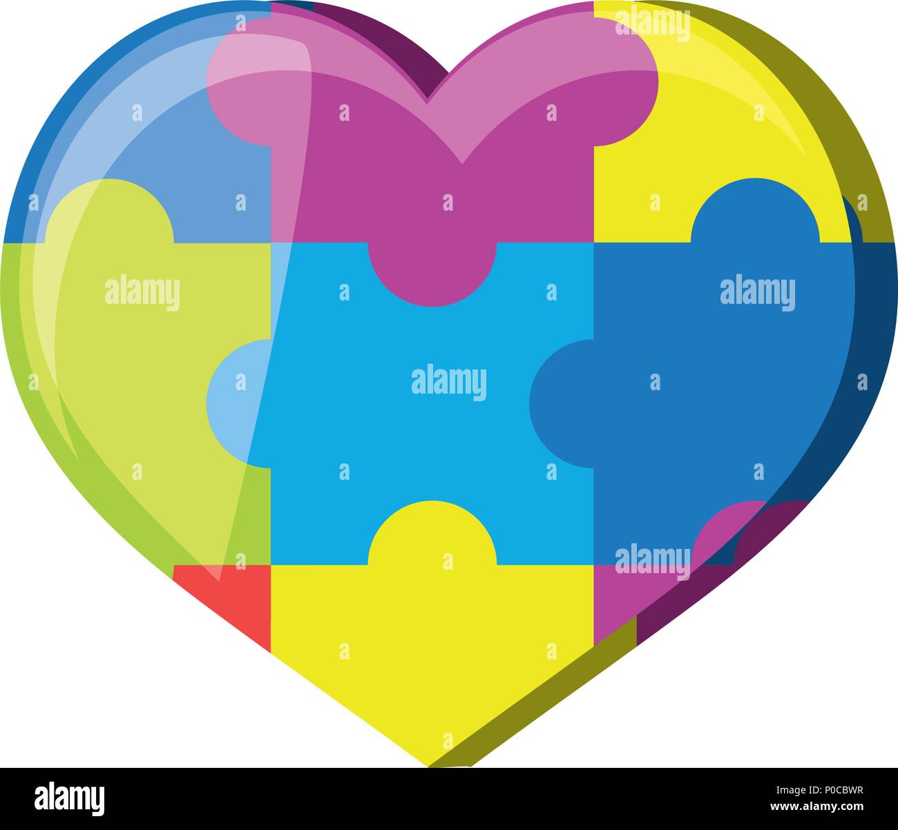 puzzle pieces in heart shape over white background, colorful design ...