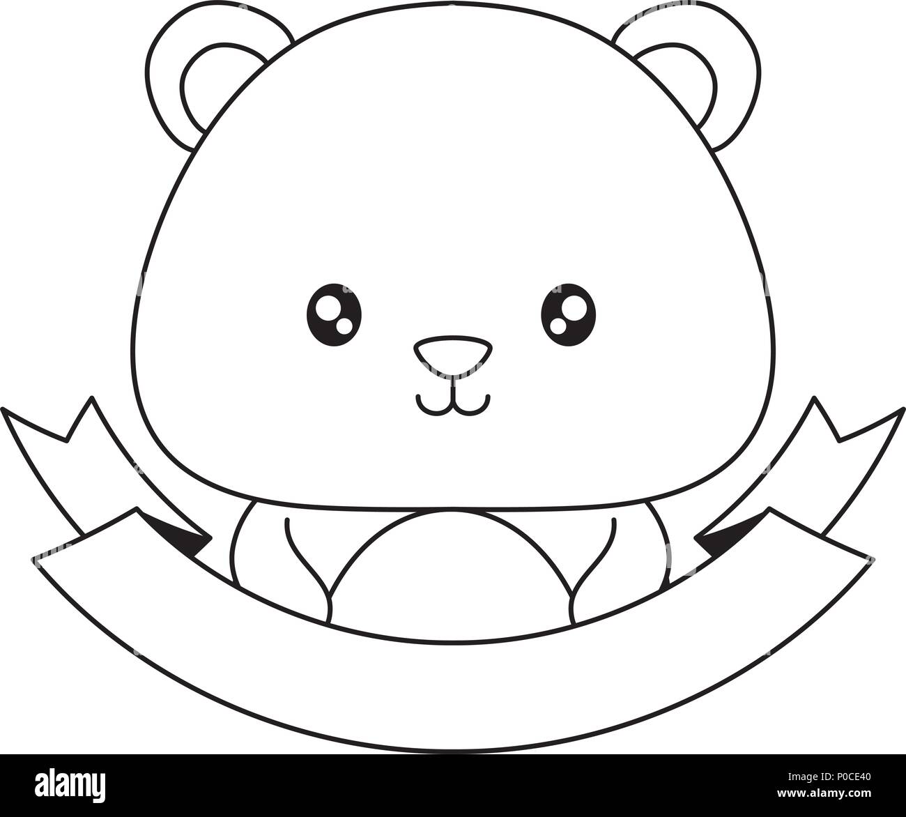 decorative ribbon and Cute squirrel icon over white background, vector ...