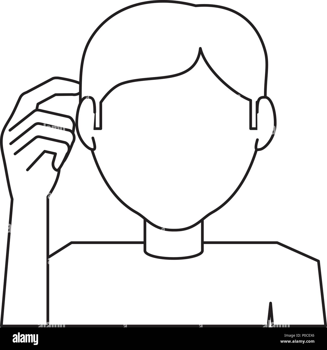 Avatar man thinking icon over white background, vector illustration ...