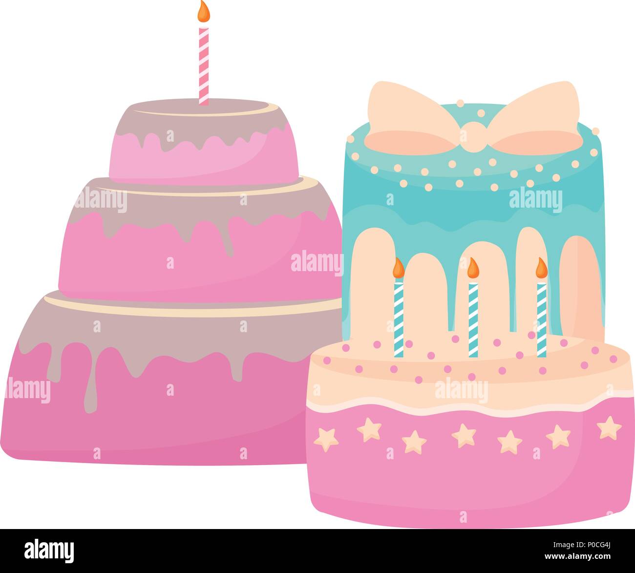 Birthday cake icon over white background, colorful design. vector ...