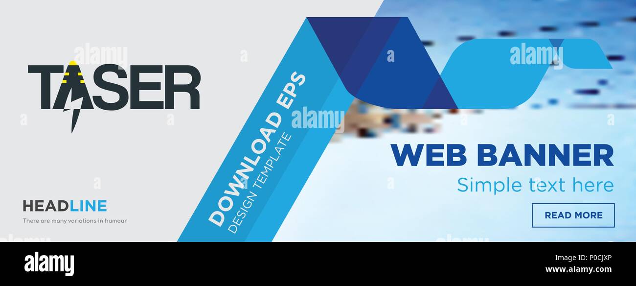 taser concept horizontal webpage banner template design on abstract ...