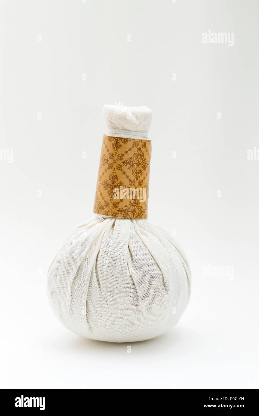 Natural Spa Ingredients herbal compress ball isolate on white ...