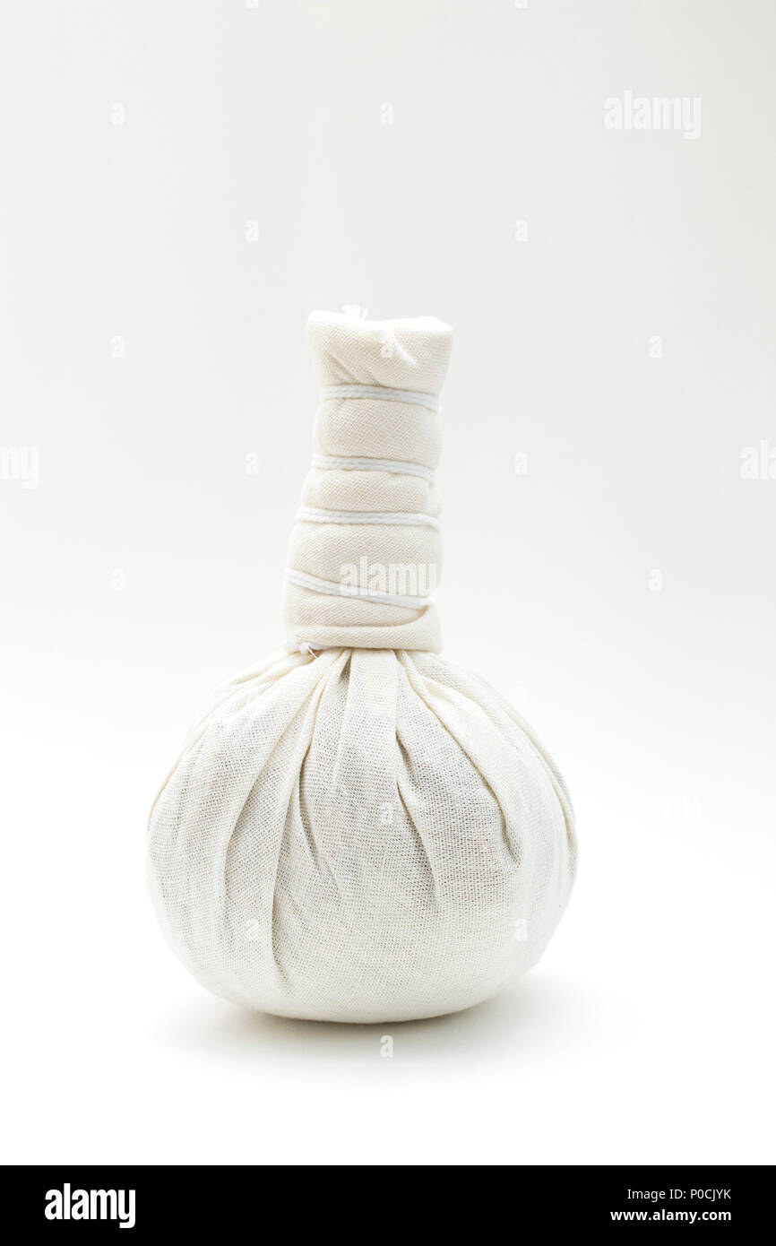 Natural Spa Ingredients herbal compress ball isolate on white ...