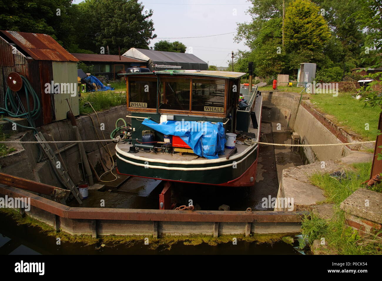 Barge in dry dock at Beverley Beck, Beverley, East Riding of Yorkshire ...