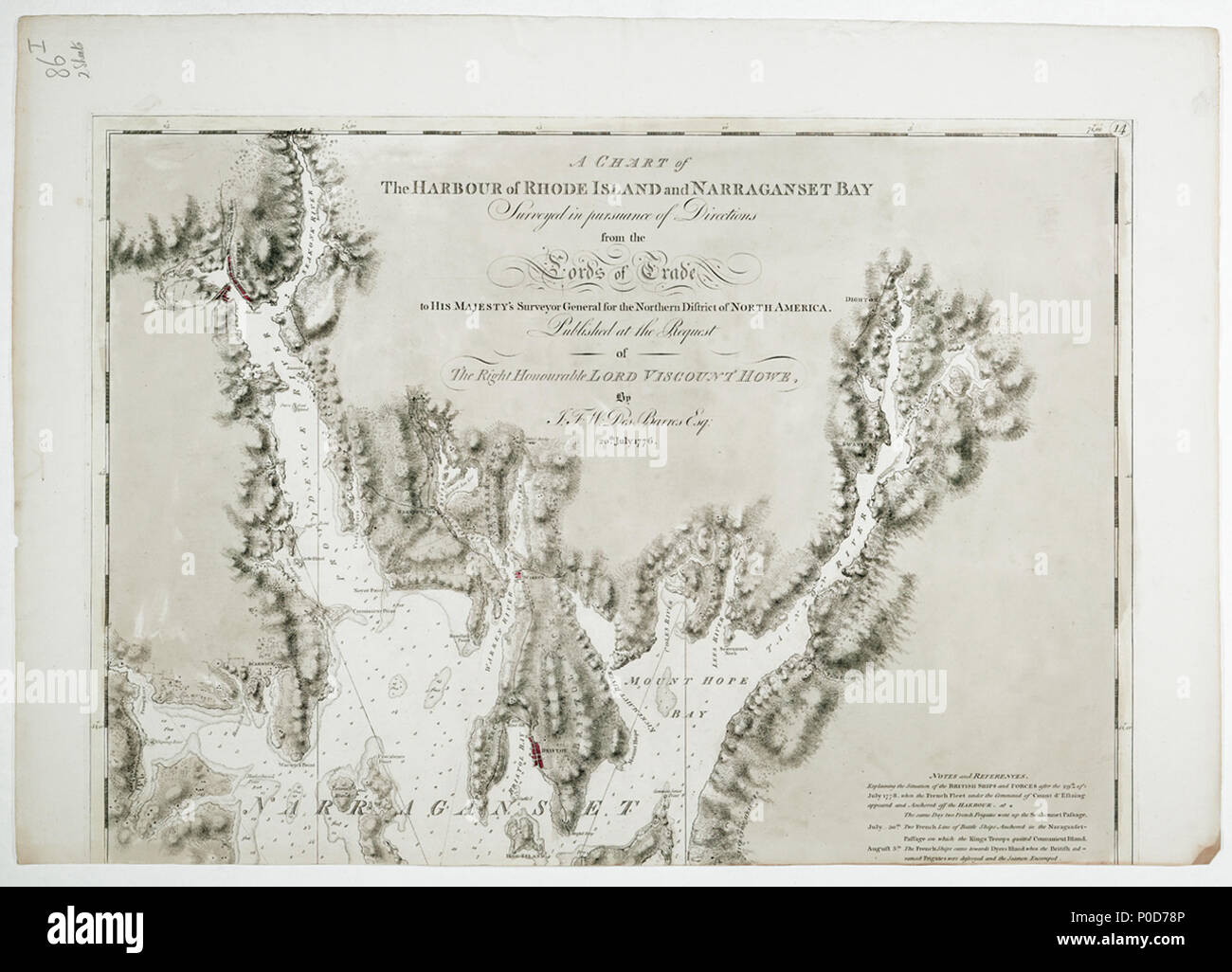 . English: A chart of the harbour of Rhode Island and Narraganset Bay ...