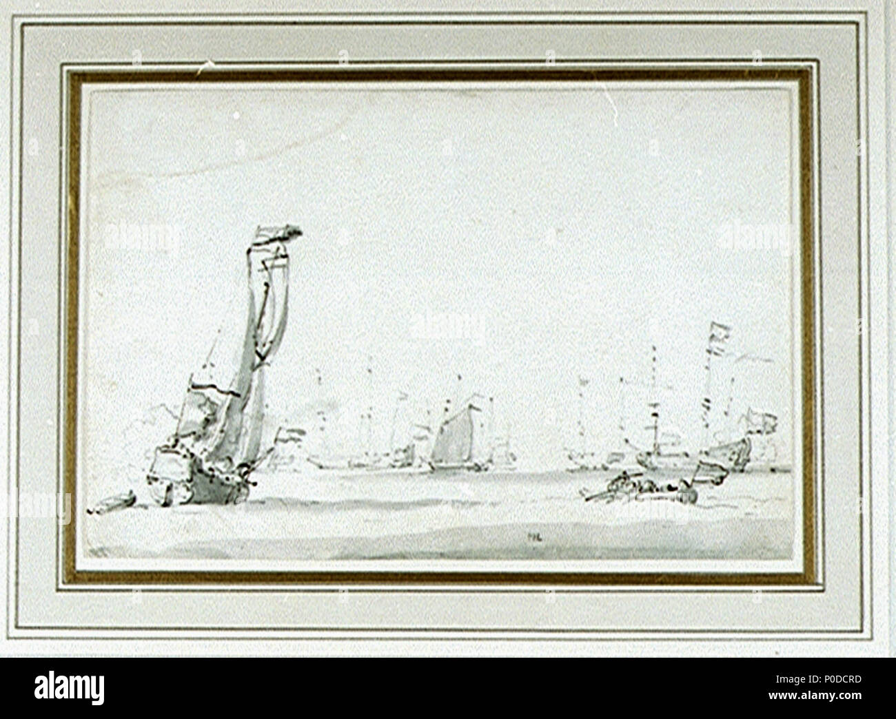 . English: A States yacht making for Dutch ships at anchor A pen and ...