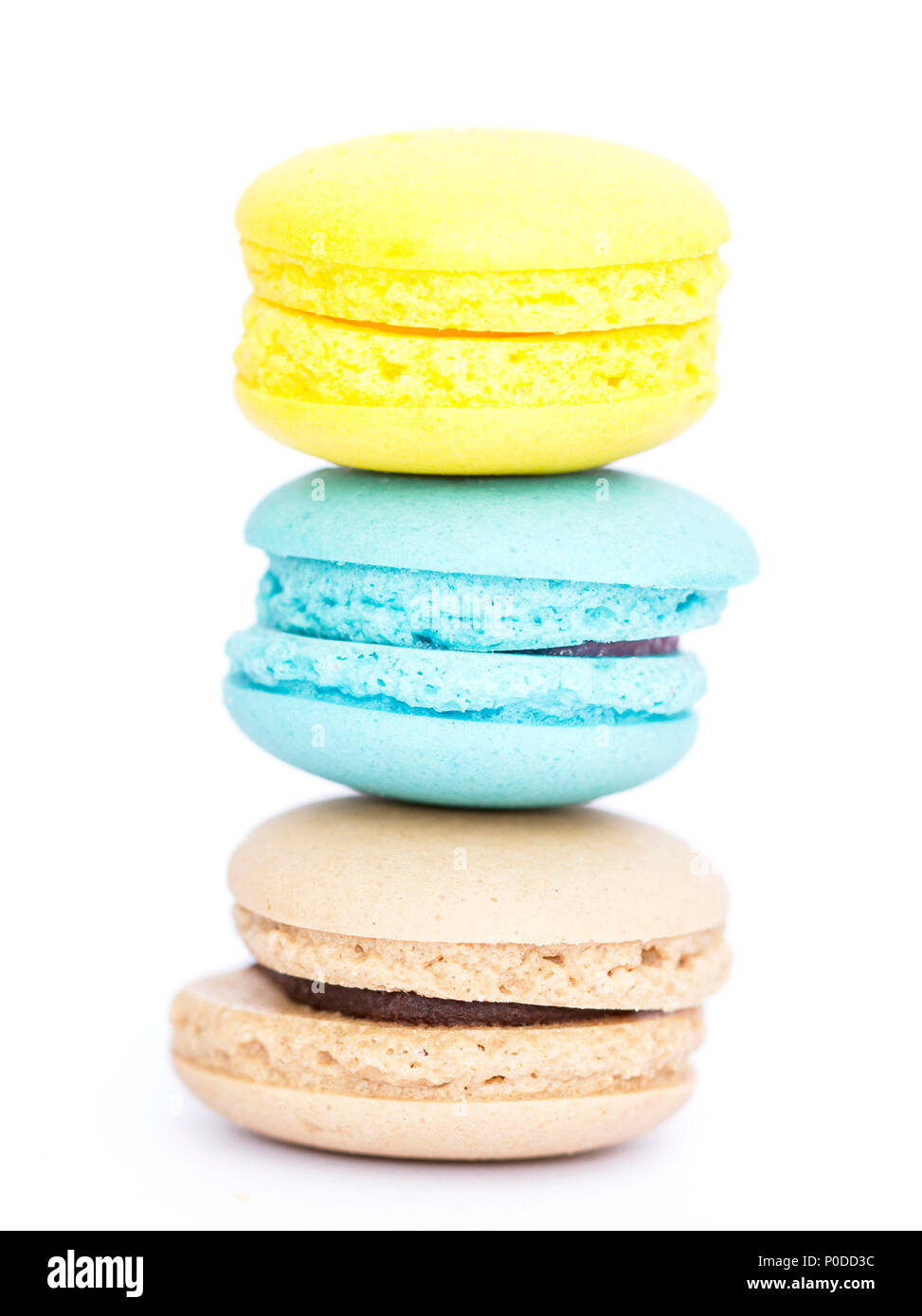 Tower stack of macaroons isolation on white background Stock Photo - Alamy