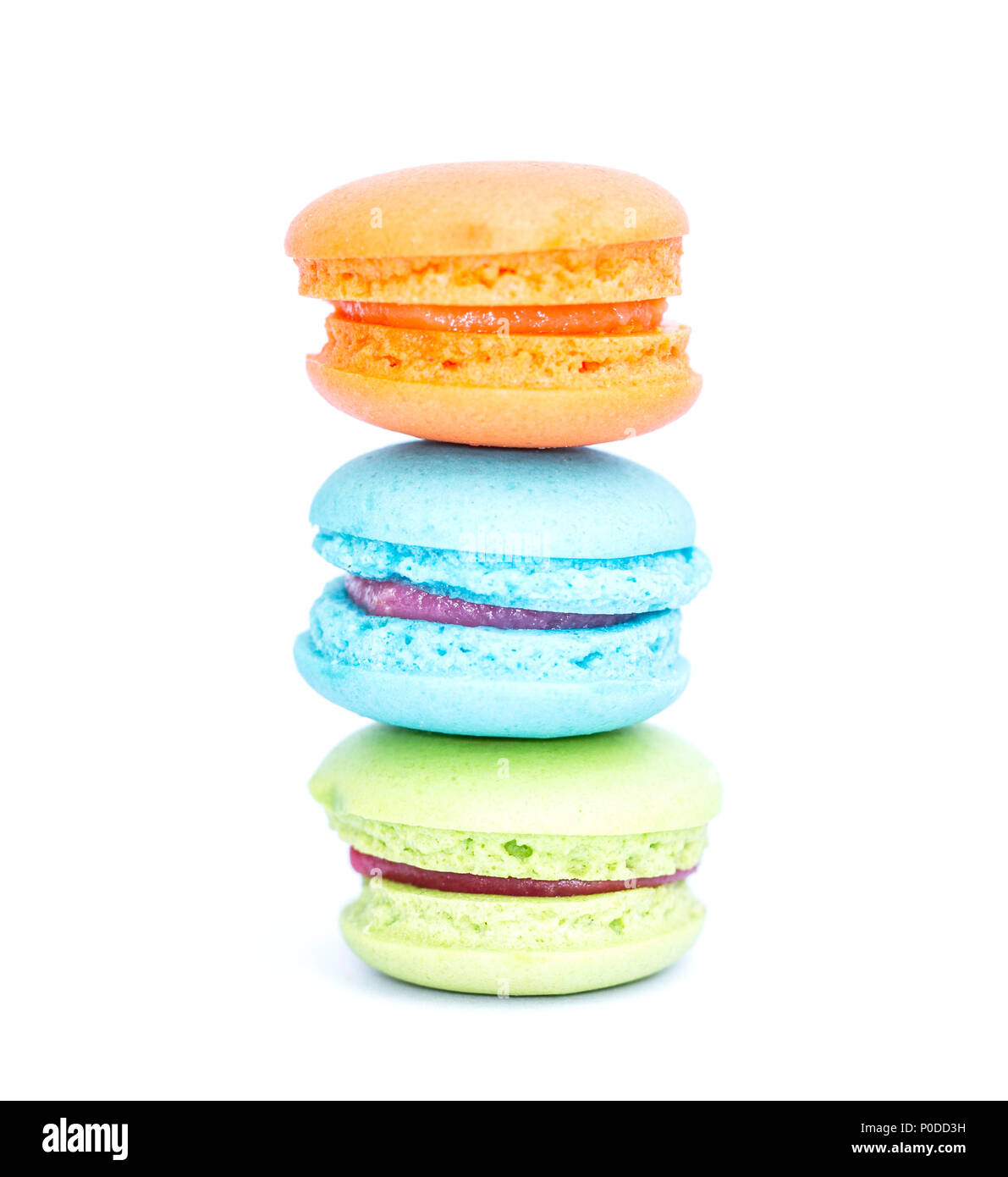Tower stack of macaroons isolation on white background Stock Photo - Alamy