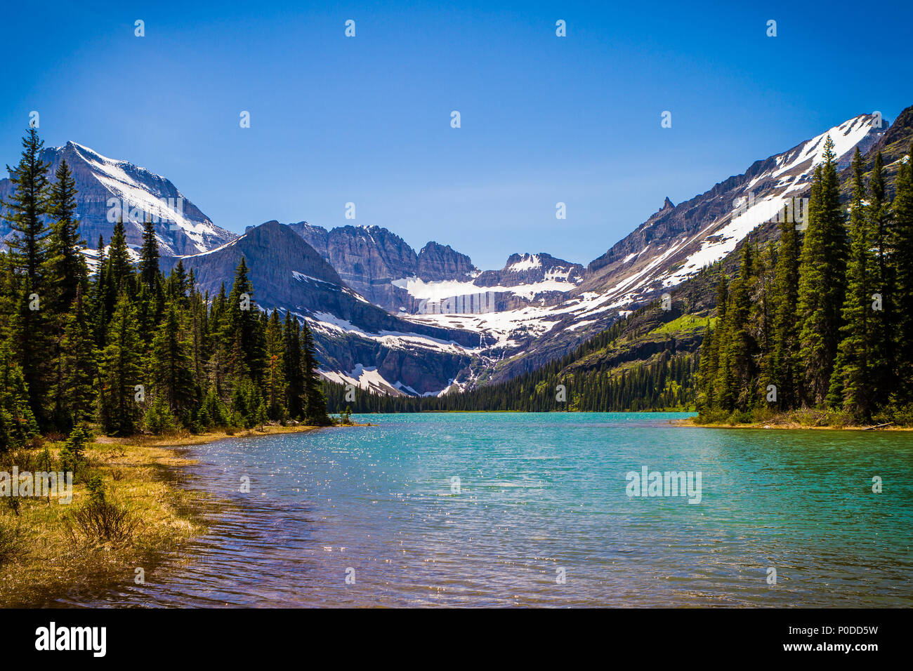 Lake Josephine and Mount Gould in Glacier National Park in Montana ...