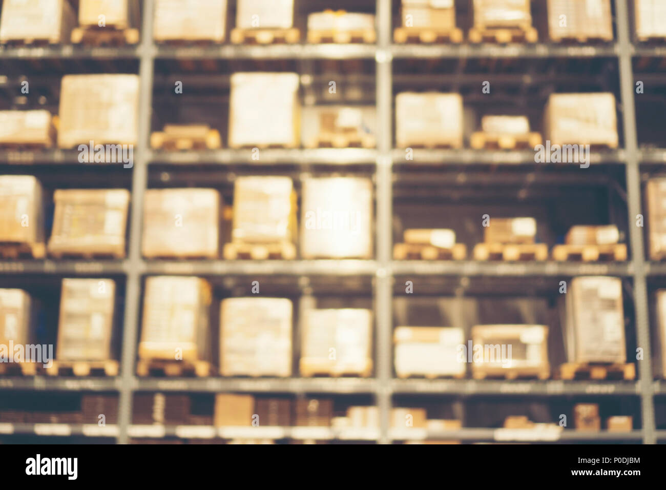 Blurry background of Warehouse inventory product stock for logistic ...