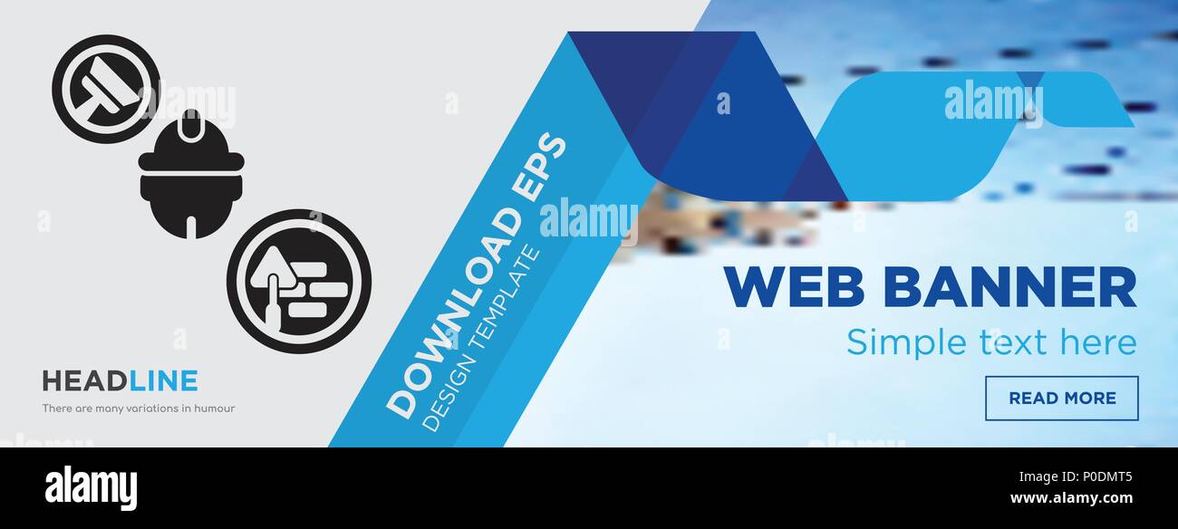 Builder concept horizontal webpage banner template design on abstract ...