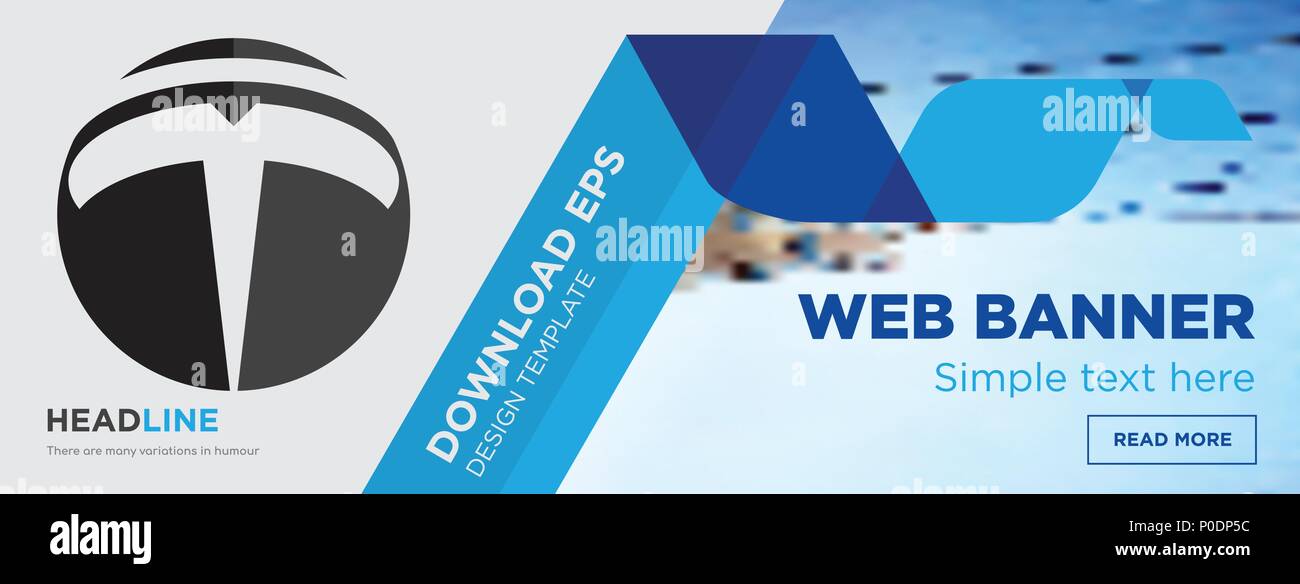 tesla concept horizontal webpage banner template design on abstract ...