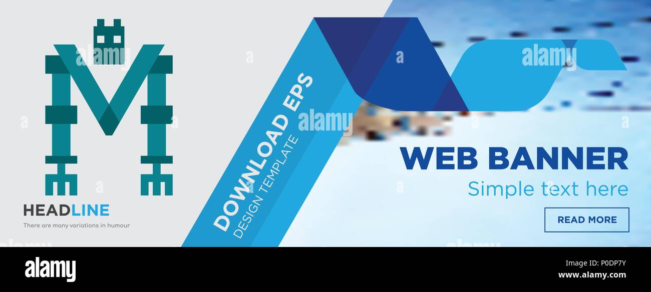 mech concept horizontal webpage banner template design on abstract ...