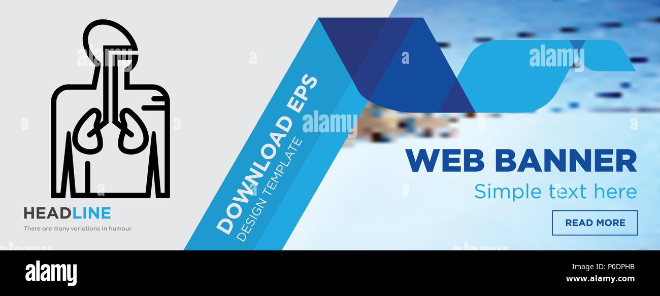 Respiratory System concept horizontal webpage banner template design on ...