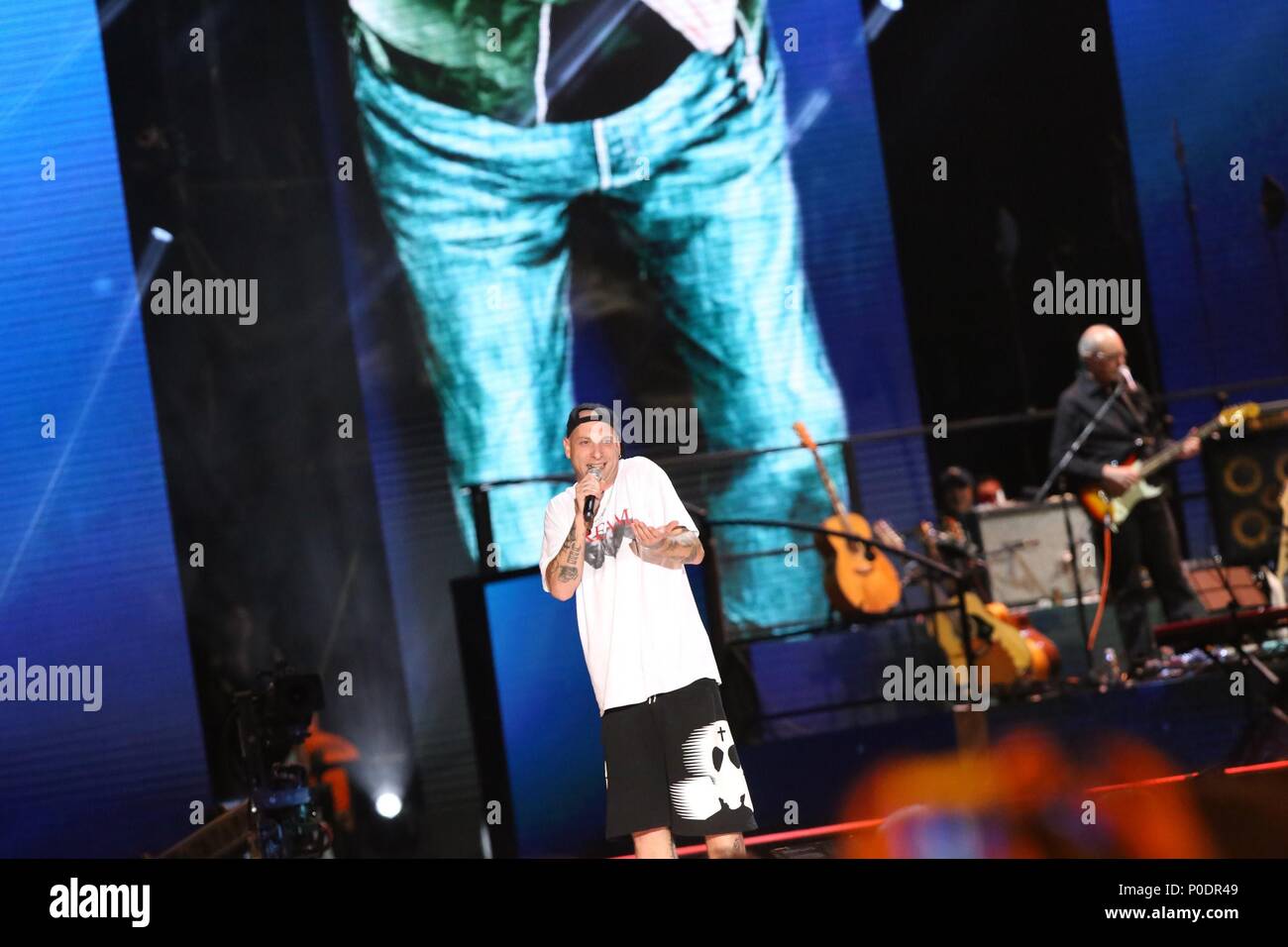 Clementino during the PINO È the biggest live tribute of Italian music ...