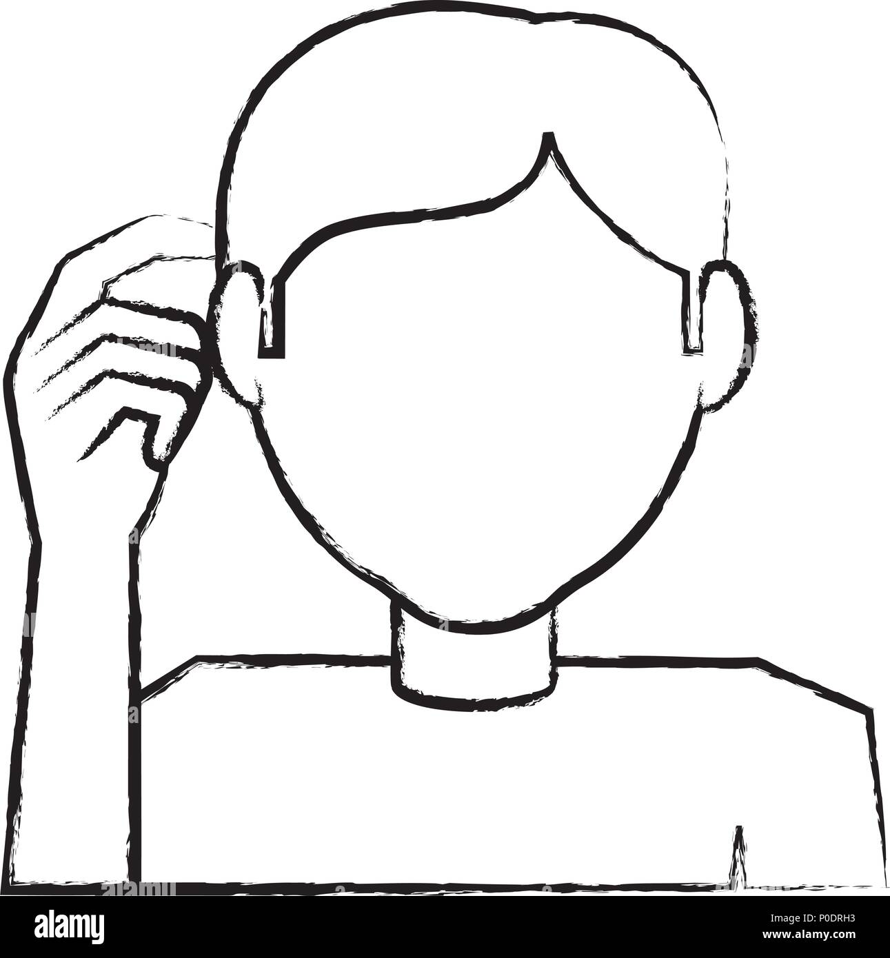 Avatar man thinking icon over white background, vector illustration ...