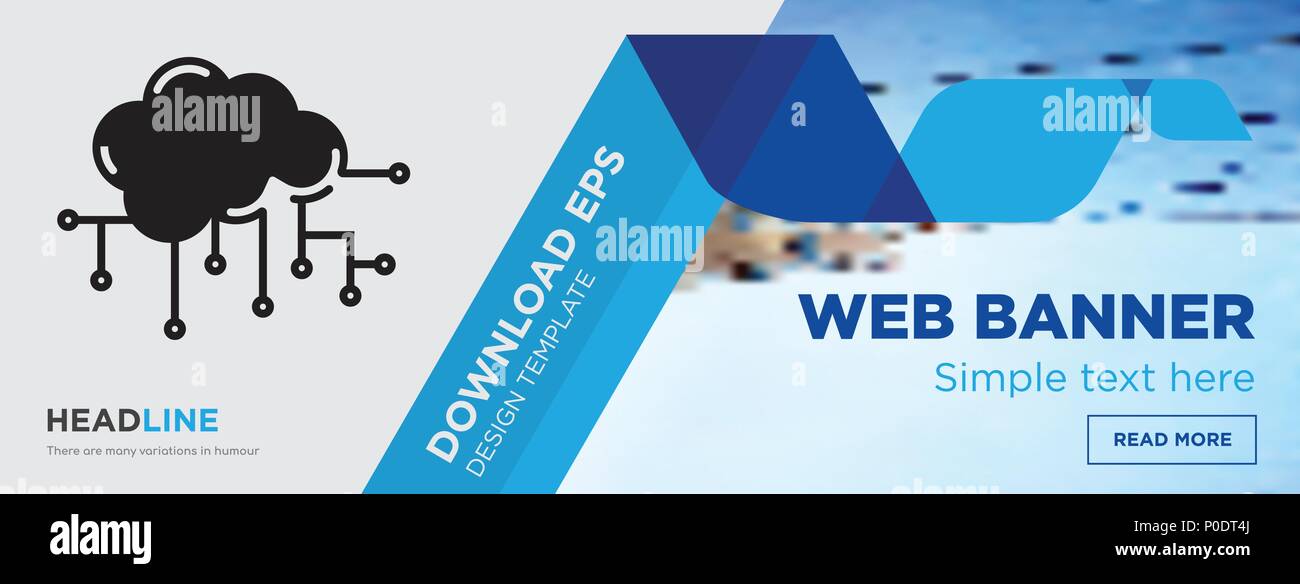 Cloud computing concept horizontal webpage banner template design on ...