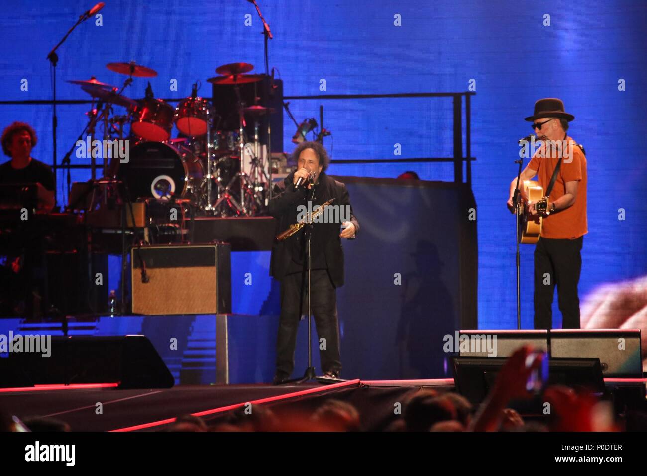 Naples, Italy. 07th June, 2018. (L) Enzo Avitabile and (R) Francesco De ...