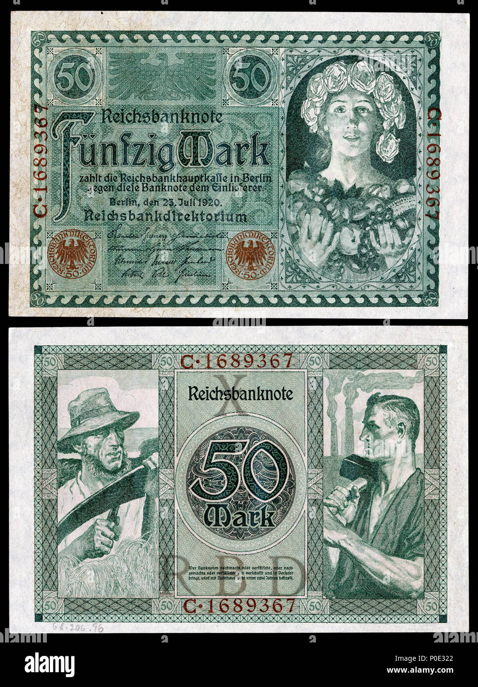 . English: German Papiermark of the Weimar Republic, post World War I ...