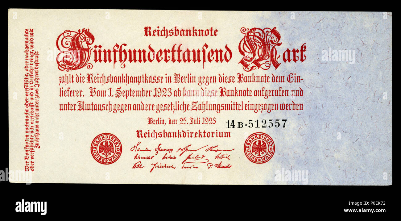 . English: German Papiermark of the Weimar Republic, post World War I ...