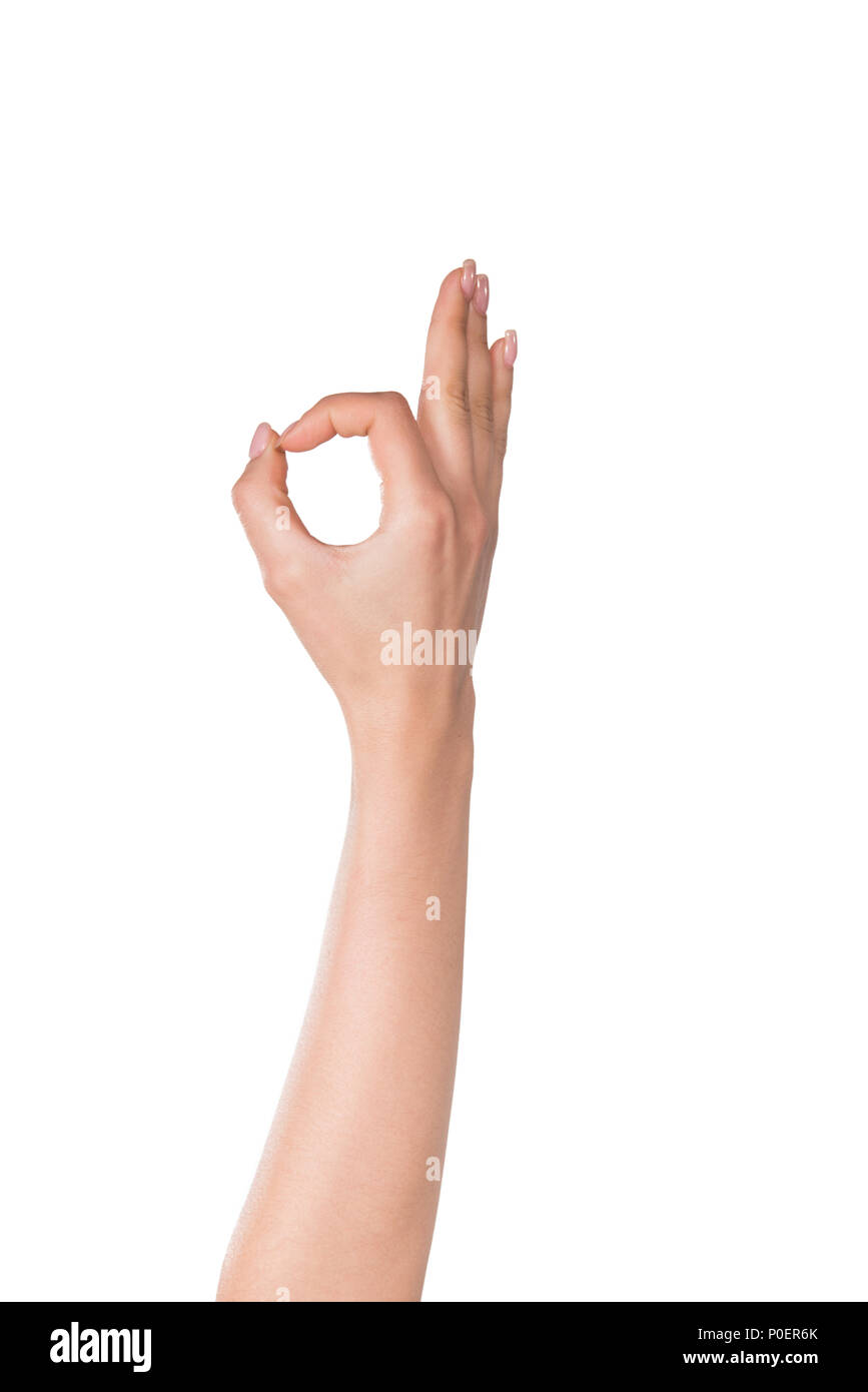 human hand showing okay sign isolated on white Stock Photo - Alamy
