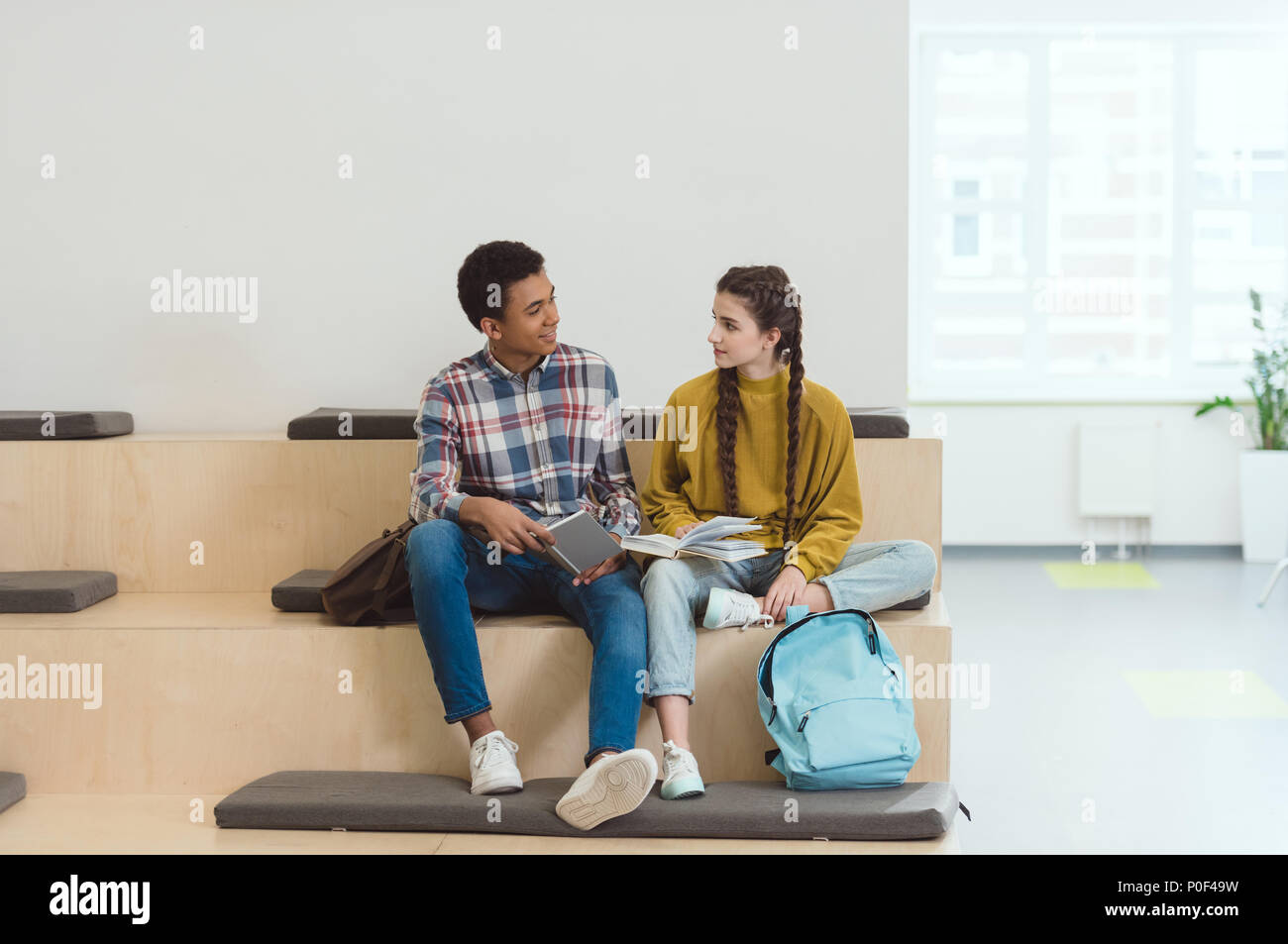 high school students couple doing homework together Stock Photo - Alamy