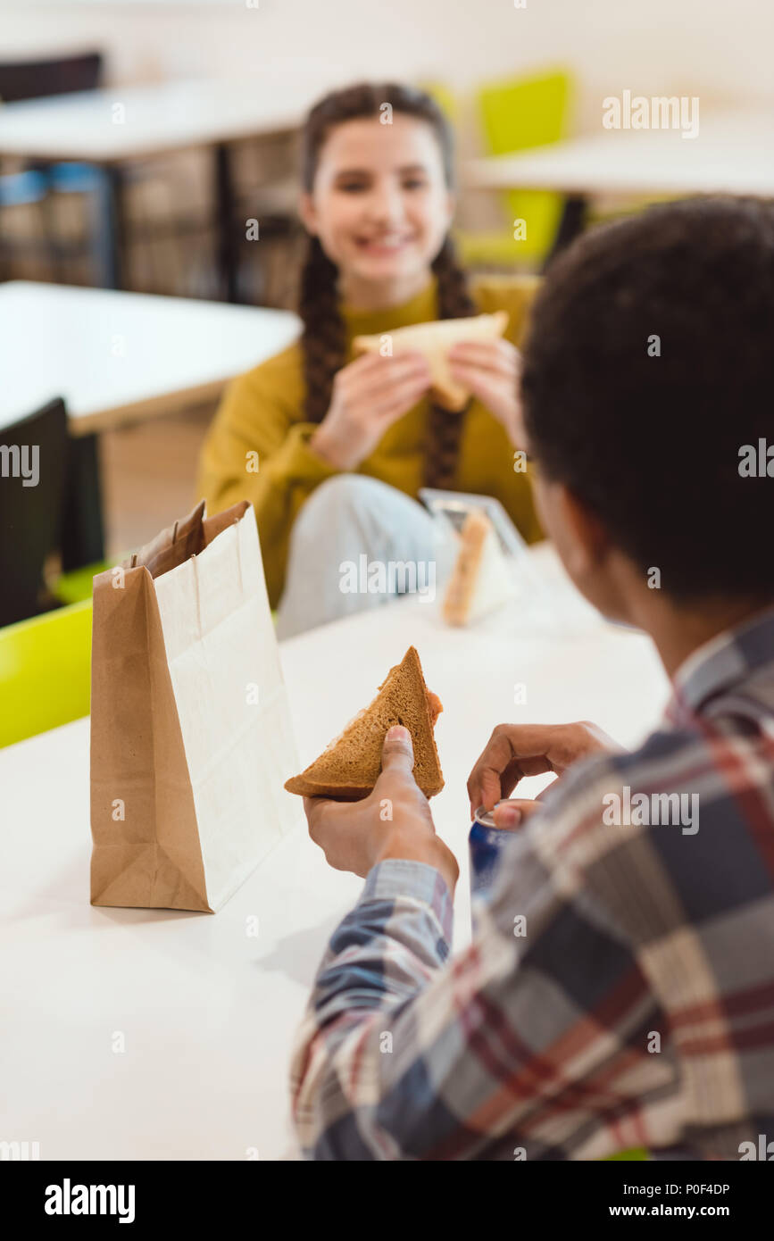 Students Eating At The School Cafeteria High Resolution Stock ...