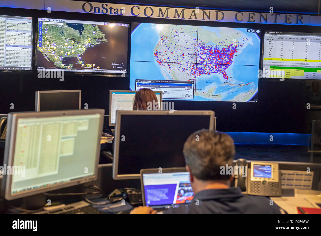 Detroit, Michigan - The OnStar Command Center at General Motors ...