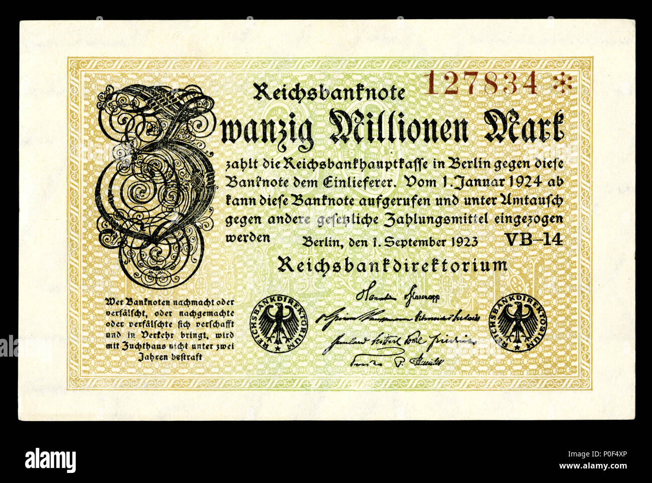 . English: German Papiermark of the Weimar Republic, post World War I ...