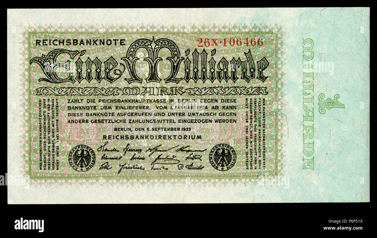 . English: German Papiermark of the Weimar Republic, post World War I ...