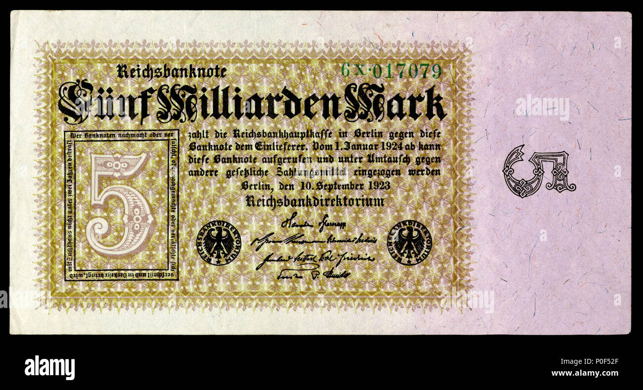 . English: German Papiermark of the Weimar Republic, post World War I ...