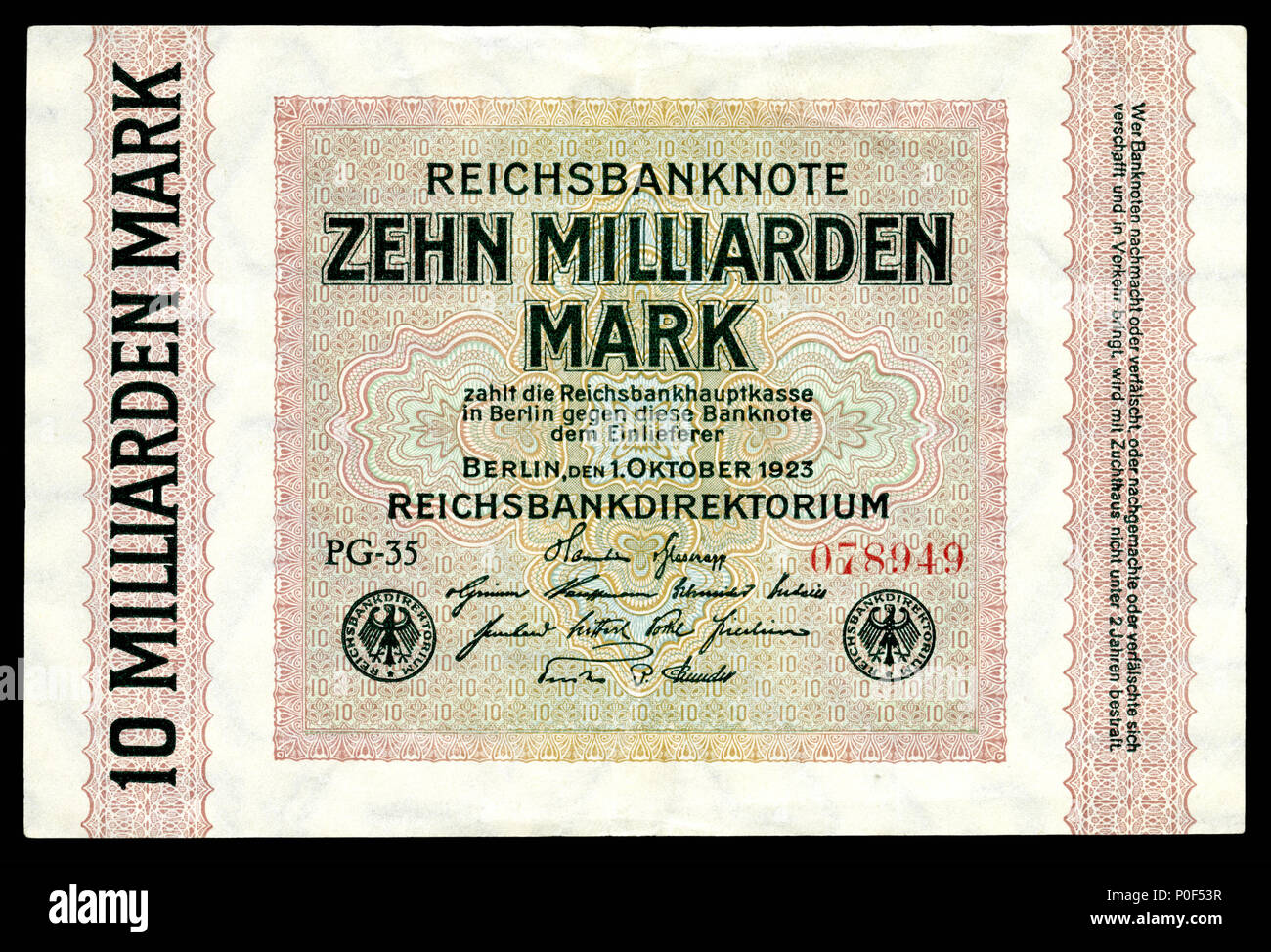 . English: German Papiermark of the Weimar Republic, post World War I ...