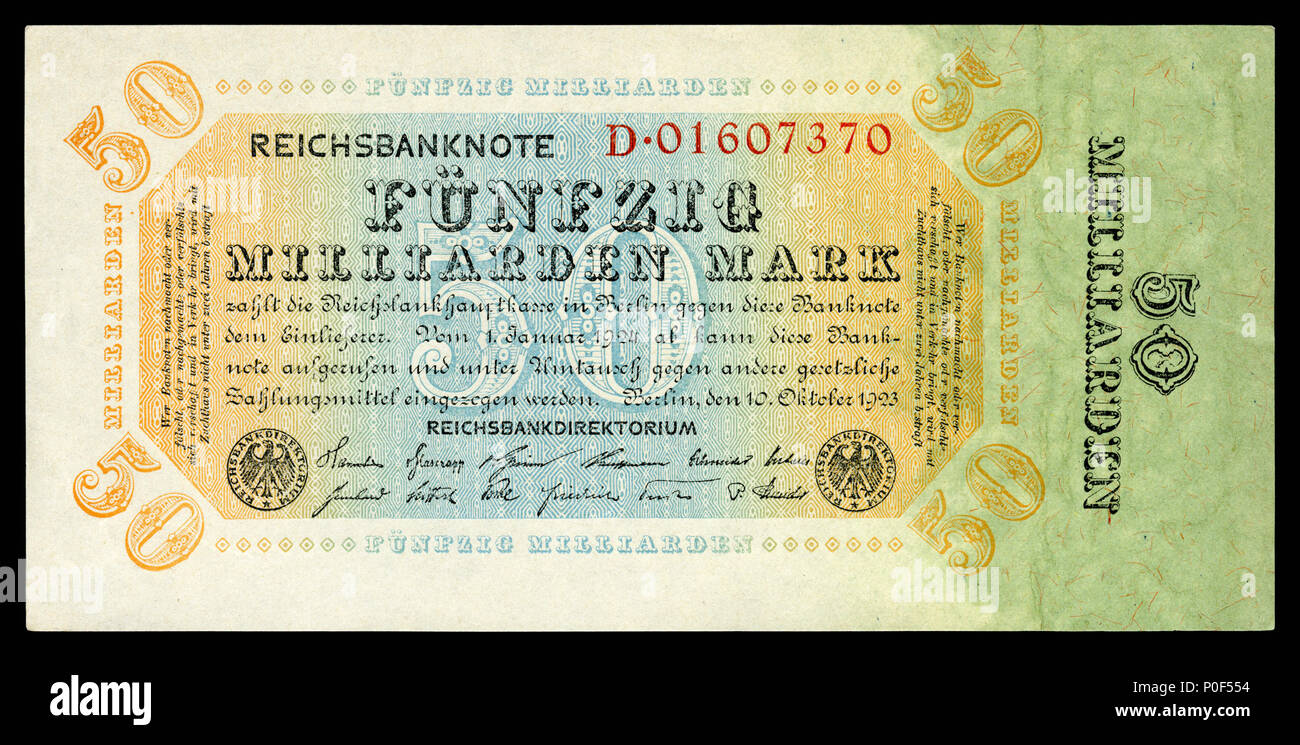 . English: German Papiermark of the Weimar Republic, post World War I ...