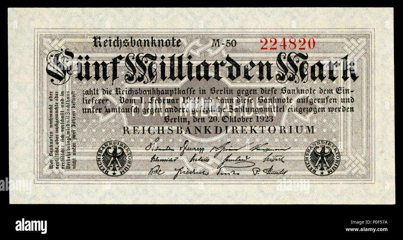 . English: German Papiermark of the Weimar Republic, post World War I ...