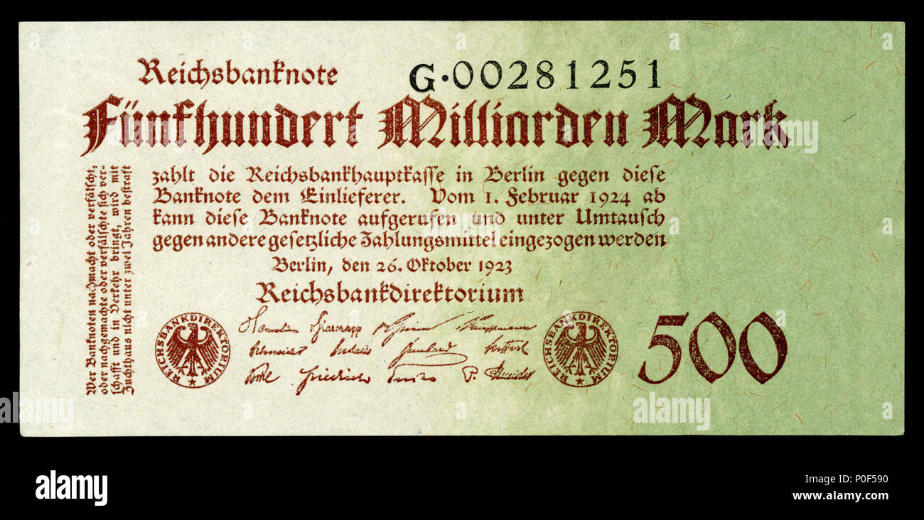 . English: German Papiermark of the Weimar Republic, post World War I ...