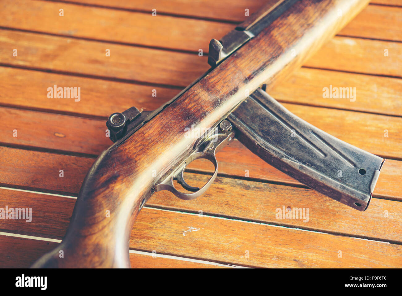 The ancient machine gun of the Second World War. the bullet of the gun ...