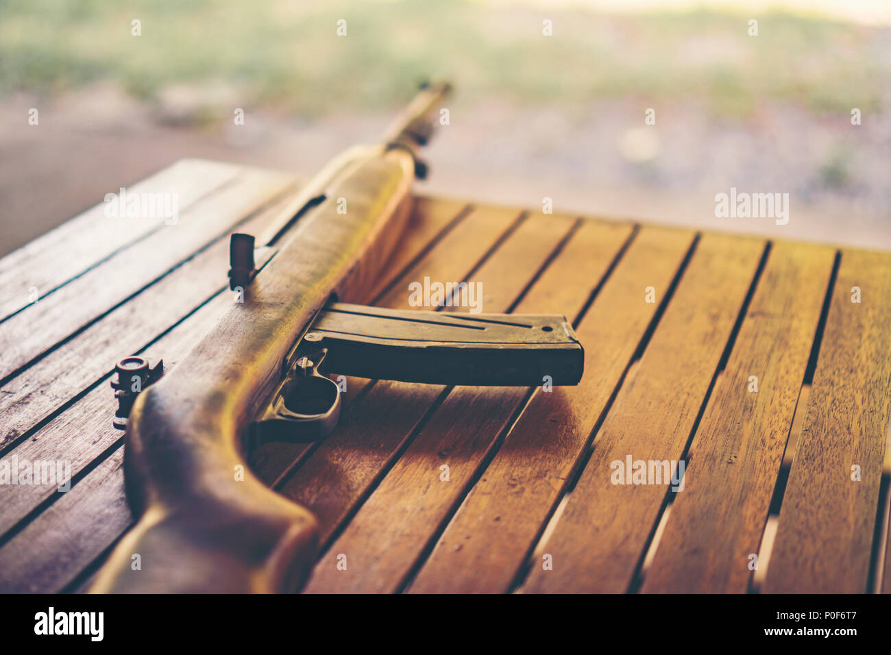 The ancient machine gun of the Second World War. the bullet of the gun ...