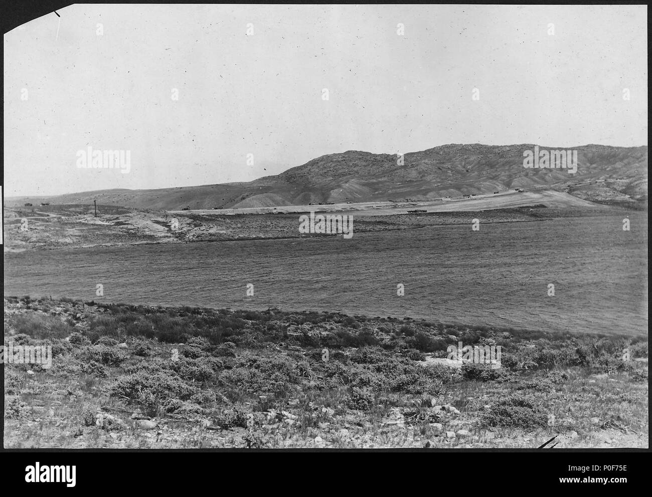 Upper face of Pathfinder dike during construction, looking southeast ...