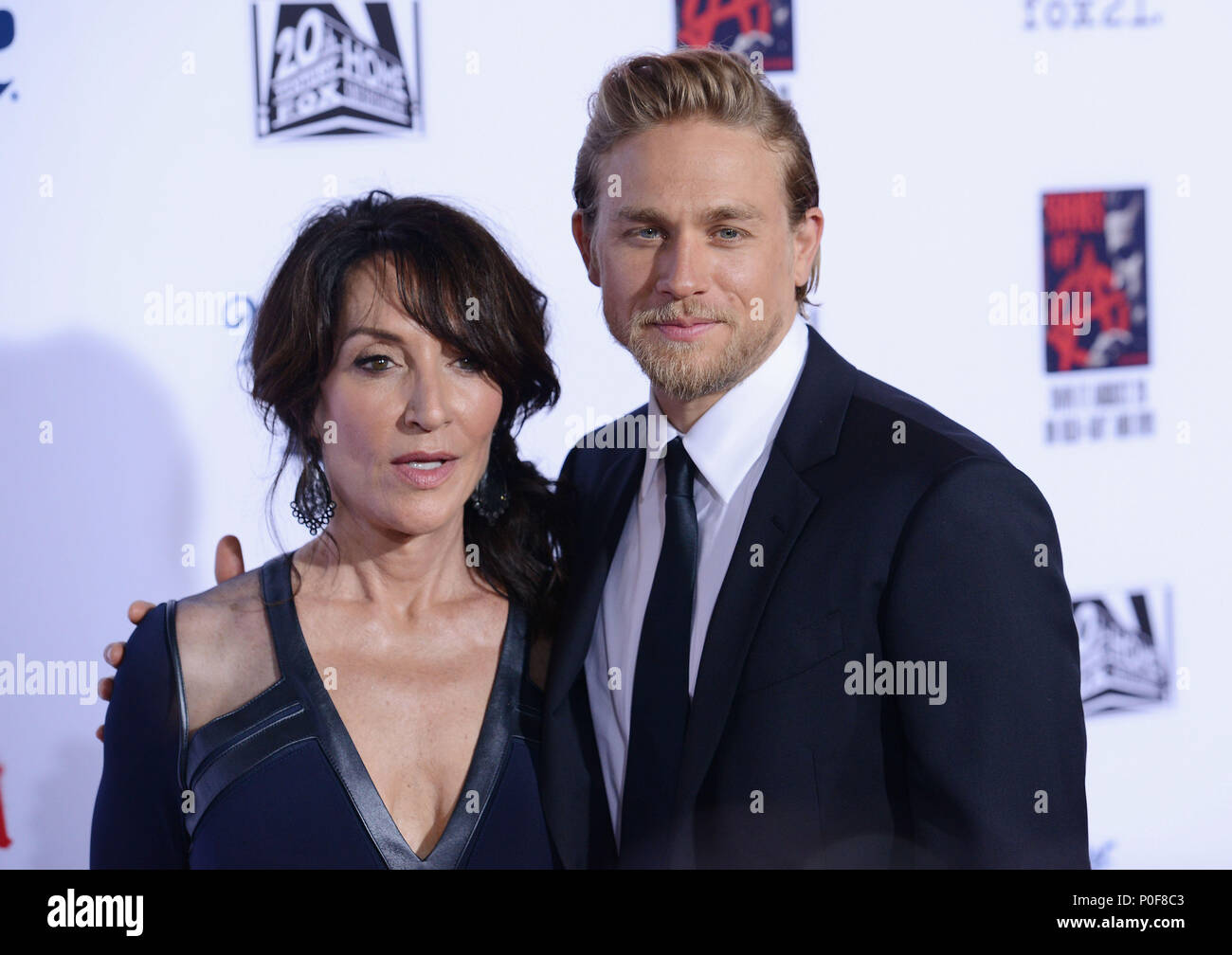 Charlie Hunnam and Katey Sagal at the premiere of 'Sons Of Anarchy' season 7 at the TCL Chinese ...