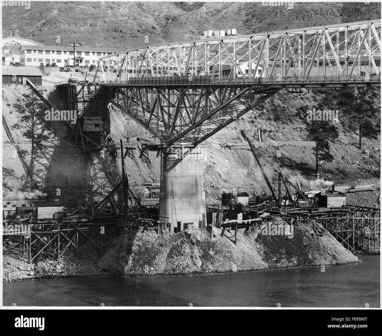 View from west side of pier no. 2 showing caisson and clamshell ...