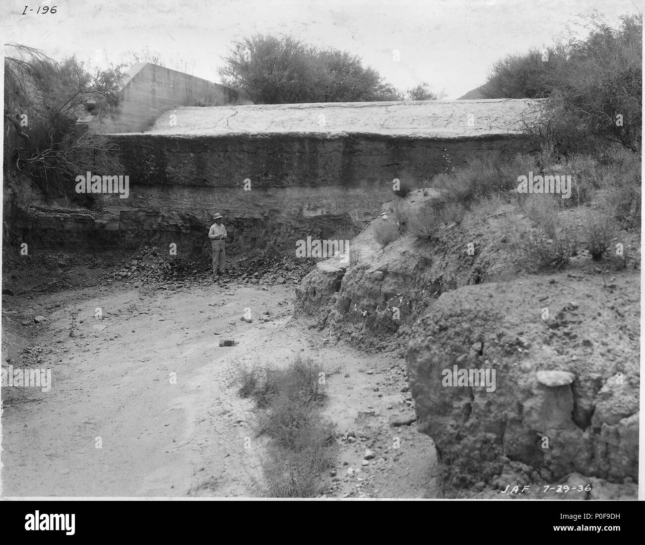 View looking upstream showing lowering of streambed on downstream side ...