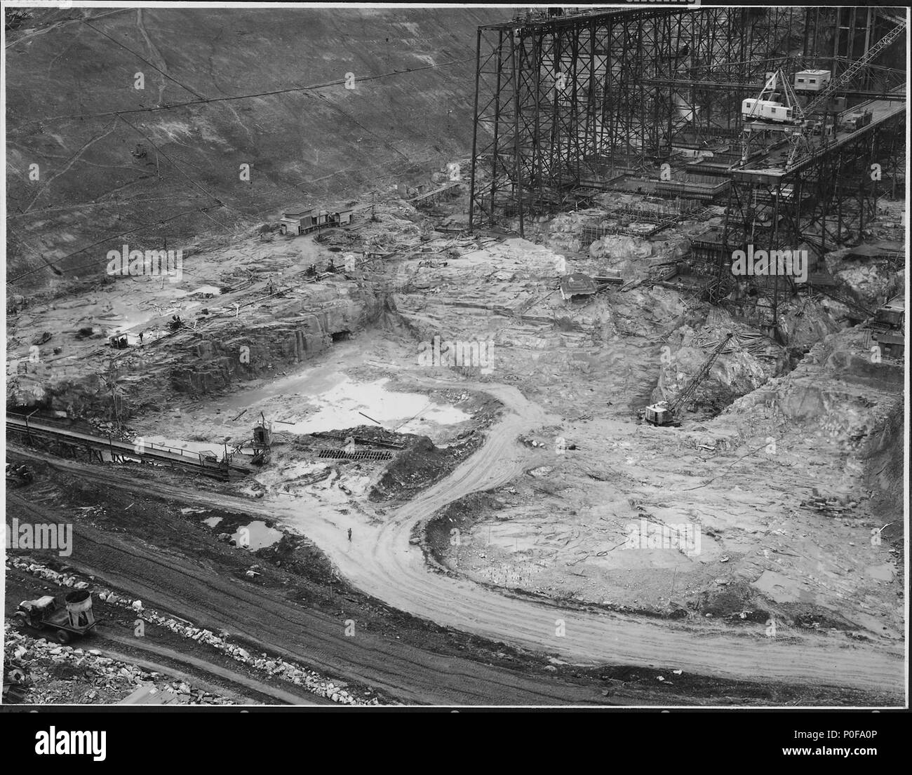 View of bedrock and concrete poured section of west bank area Stock ...