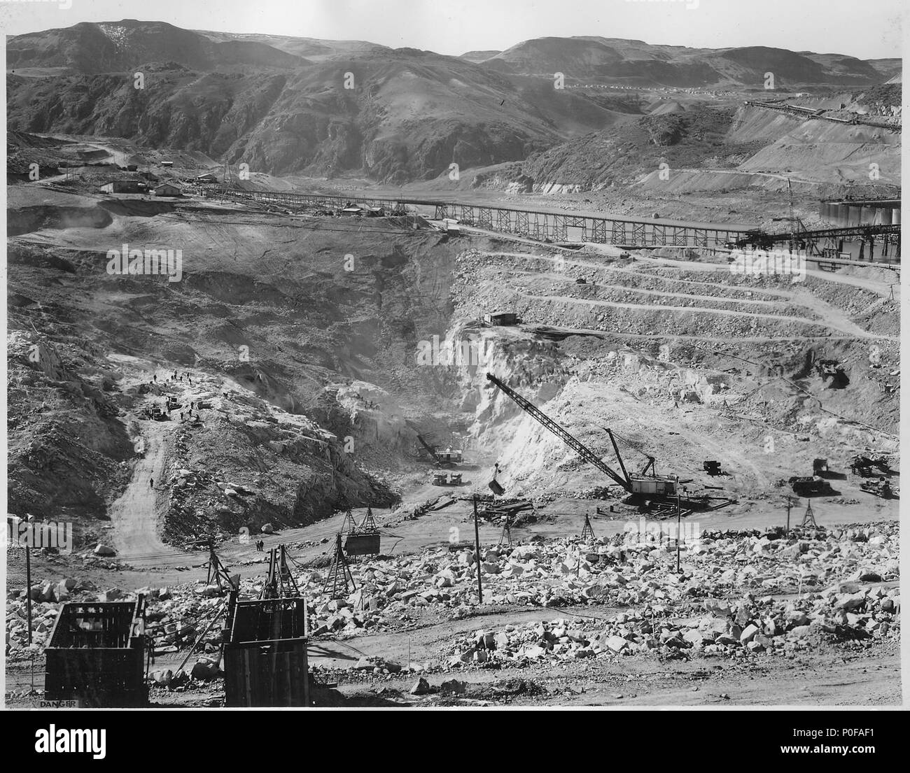 View of east side of rock excavation with deep crevice shown in the ...