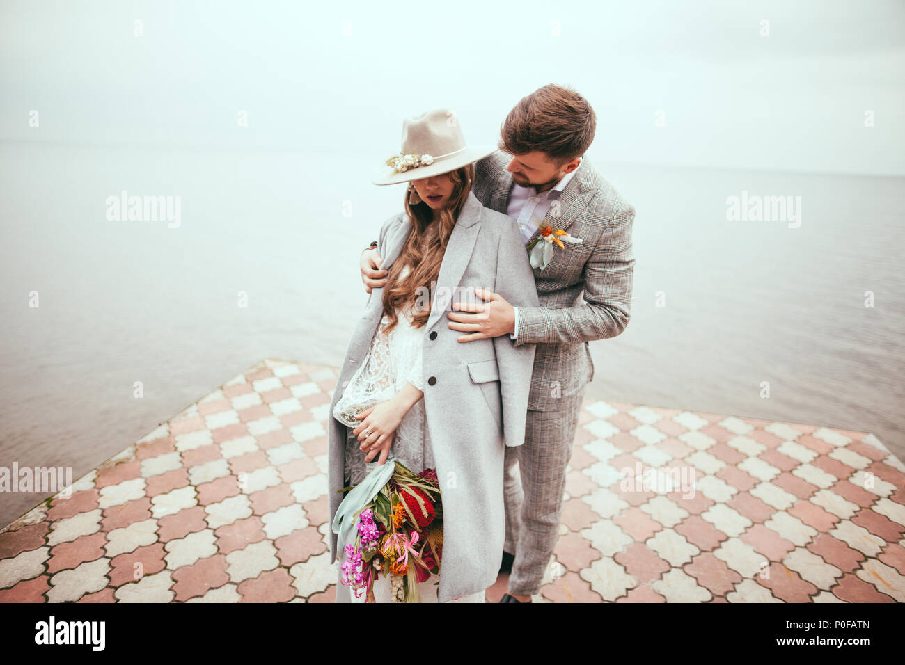 Boho bride and groom hi-res stock photography and images - Alamy