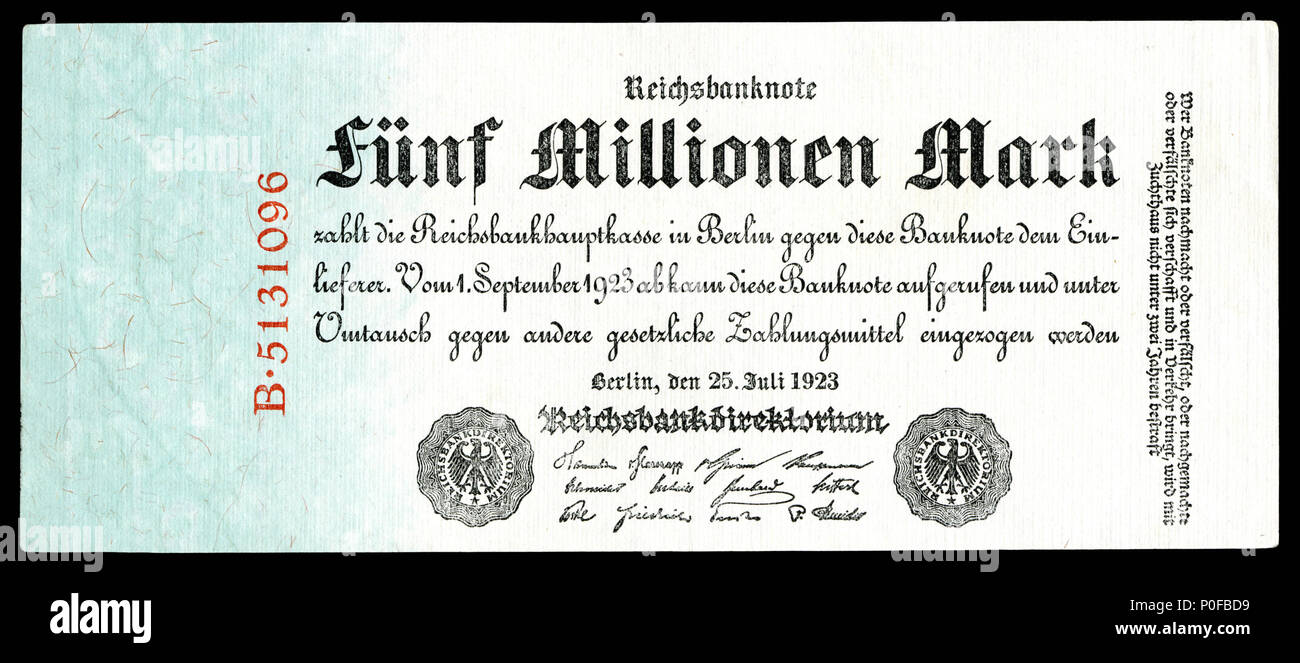 . English: German Papiermark of the Weimar Republic, post World War I ...